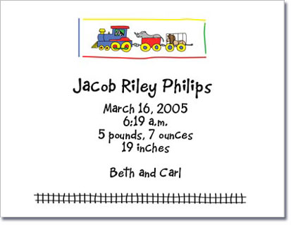 Baby Train Birth Announcements, Train Baby Shower Invitations