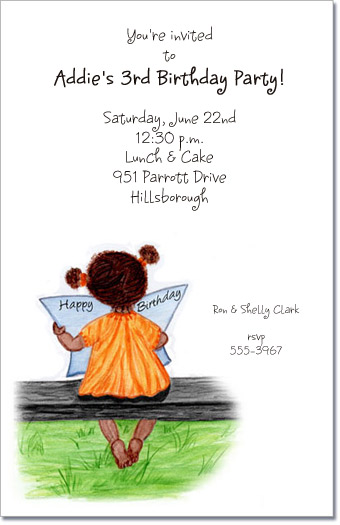 Ethnic Girl Birthday Invitations, African American Invitations