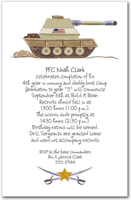 Tank Invitation, Military Invitations, Birthday Party Invitations