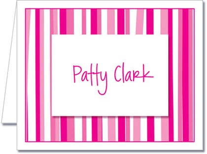 Hot Pink Stripes Folded Note Cards, Thank You Notes
