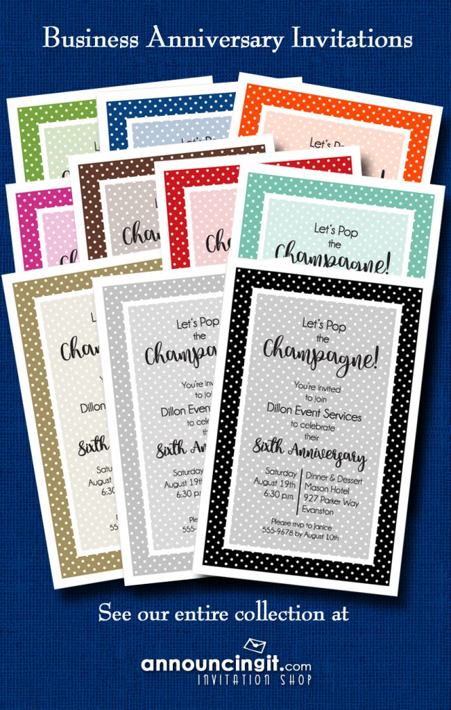 White Dots on Colorful Business Party Invitations | Announcingit.com