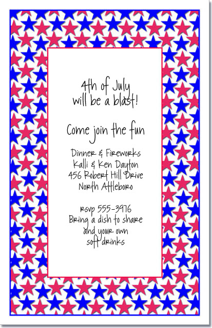 4th of July Invitations, July 4th Invitation, Patriotic Invitations