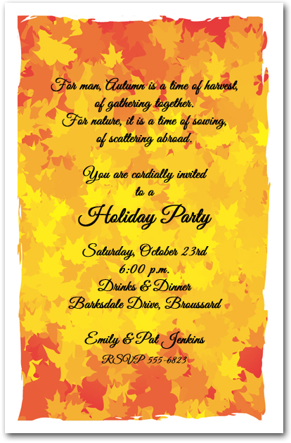 Autumn Leaves Collage Invitation, Fall Invitations