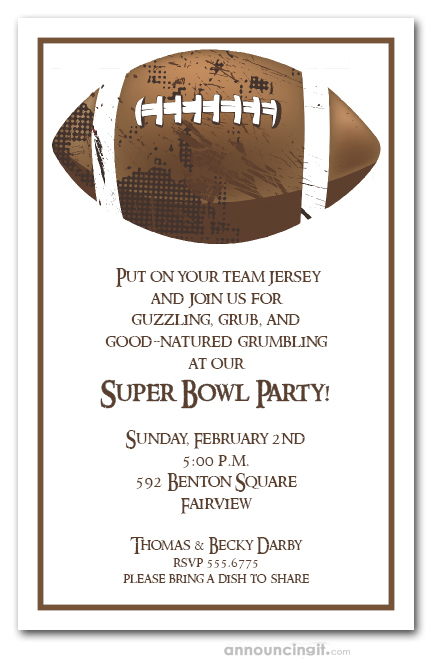 Football Grunge Super Bowl Party Invitations