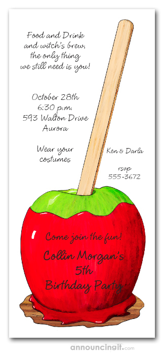 Red Candy Apple Fall Party Invitations