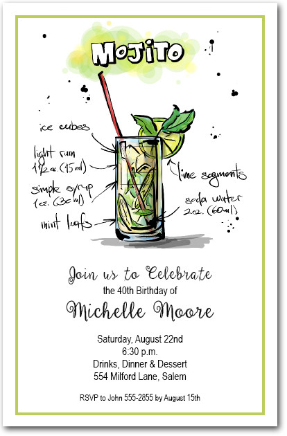 Mix Me a Mojito Cocktail Party Invitations