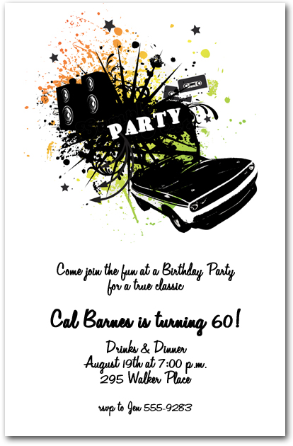 Muscle Car Grunge Invitation, Birthday Invitations