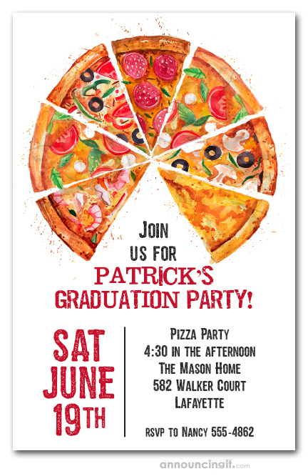 Pizza Pie Graduation Party Invitations