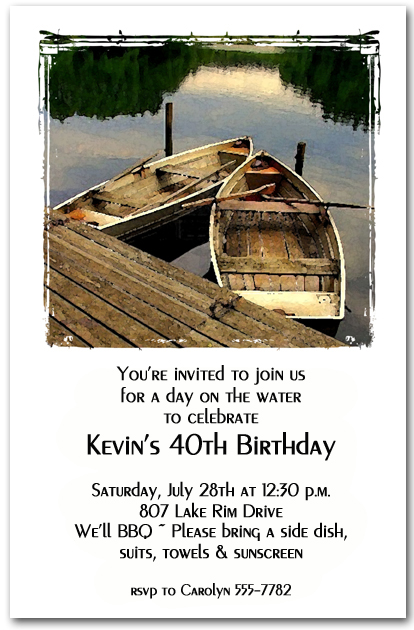 Rowboats on the Lake Party Invitations