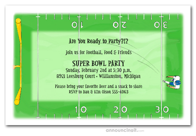 The Football Field Super Bowl Party Invitations