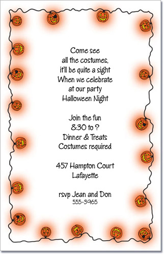 String of Pumpkin Lights Halloween Party Invitations, Fall, Autumn