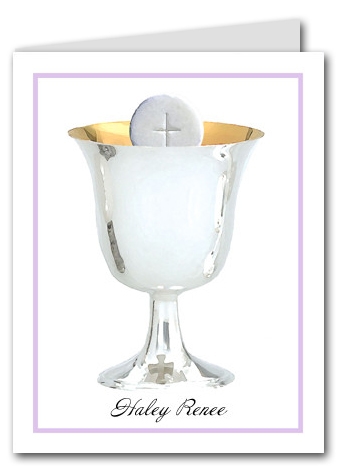 Lavender Border Silver Chalice Thank You Notes