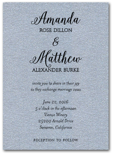 Shimmery Silver Classic Wedding Invitations
