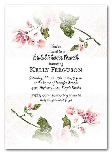 Spring Flower Stems Bridal Shower Party Invitations